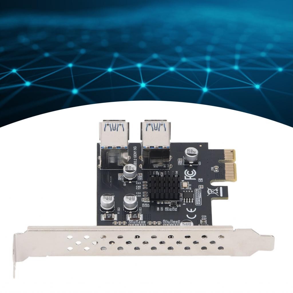 Sudi PCI E 1x To 4 USB 3.0 Slot Adapter Ports PCIe Board 5V 2A Dual ...