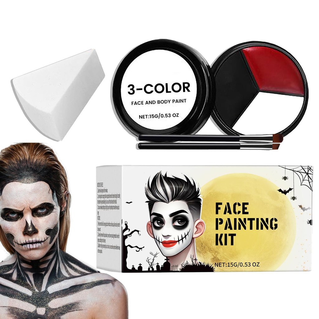 Face Paint Palette White Black Red Face Paint Foundation Cream Cosplay ...