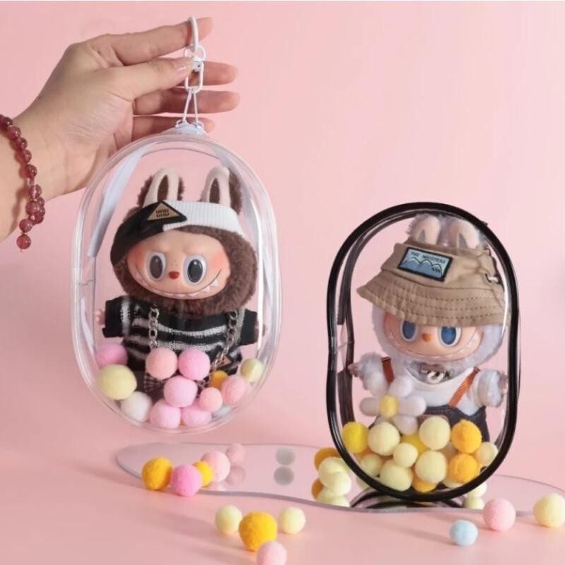 Labubu V2 V1 Outdoor Transparent Protective Bag 15/17cm Labubu Macaron ...