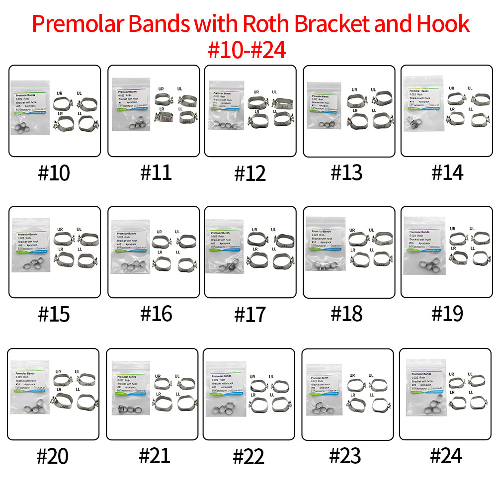 4Pcs/Pack Dental Orthodontic Pre Molar Band 022 with Roth Bracket and ...