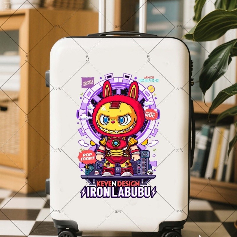 Labubu Labubu Marvel Style High-value Trolley Case Anti-wrong Stickers ...