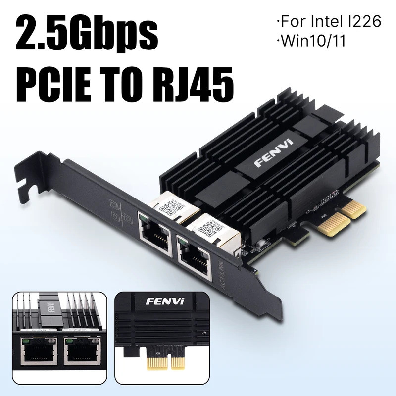 FENVI Untuk Intel I226 PCI Express Ke RJ45 Kad Rangkaian PCI-E RJ45 ...