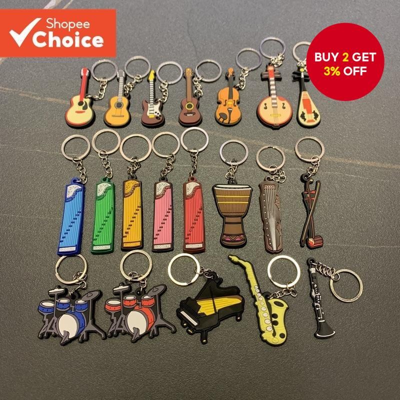 1pcs Musical Instrument Guitar Violin pvc Keychain Pendant Can Be Used ...