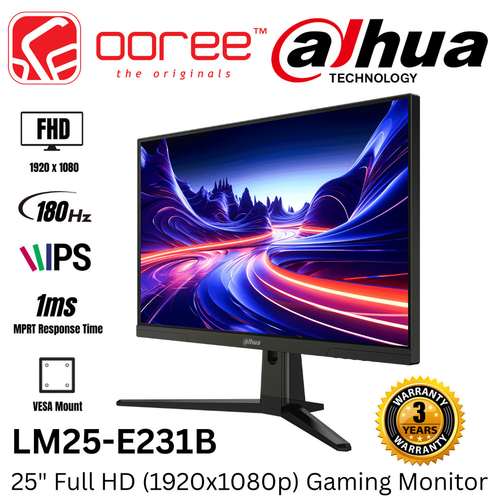 DAHUA 24.5" LM25-E231B FHD (1920x1080P @180HZ) LCD IPS PANEL LED GAMING ...