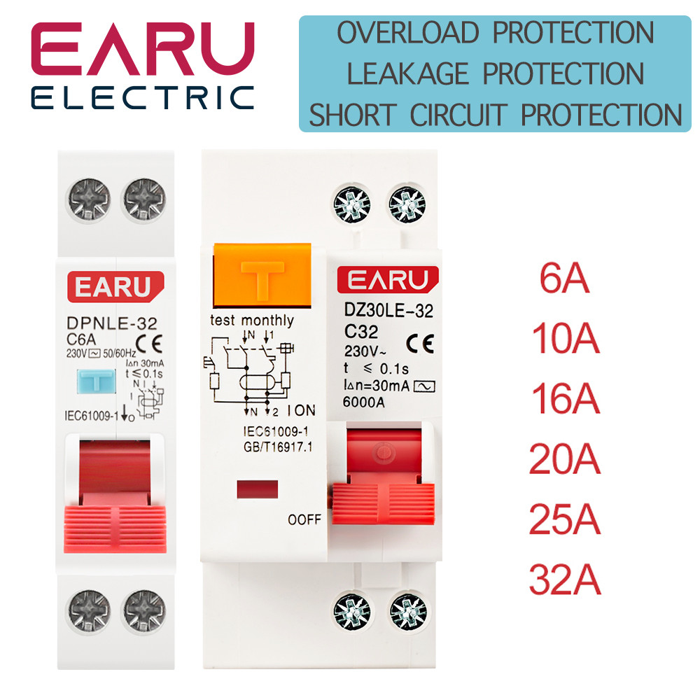DPNL 230V 50/60Hz RCBO MCB 1P+N 6KA Residual Current Differential ...