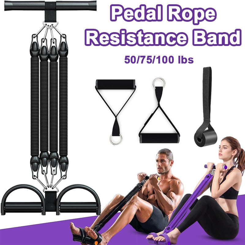 Metal Pedal Rope Tube Resistance Band Home Sit Up Abdominal Fitness ...