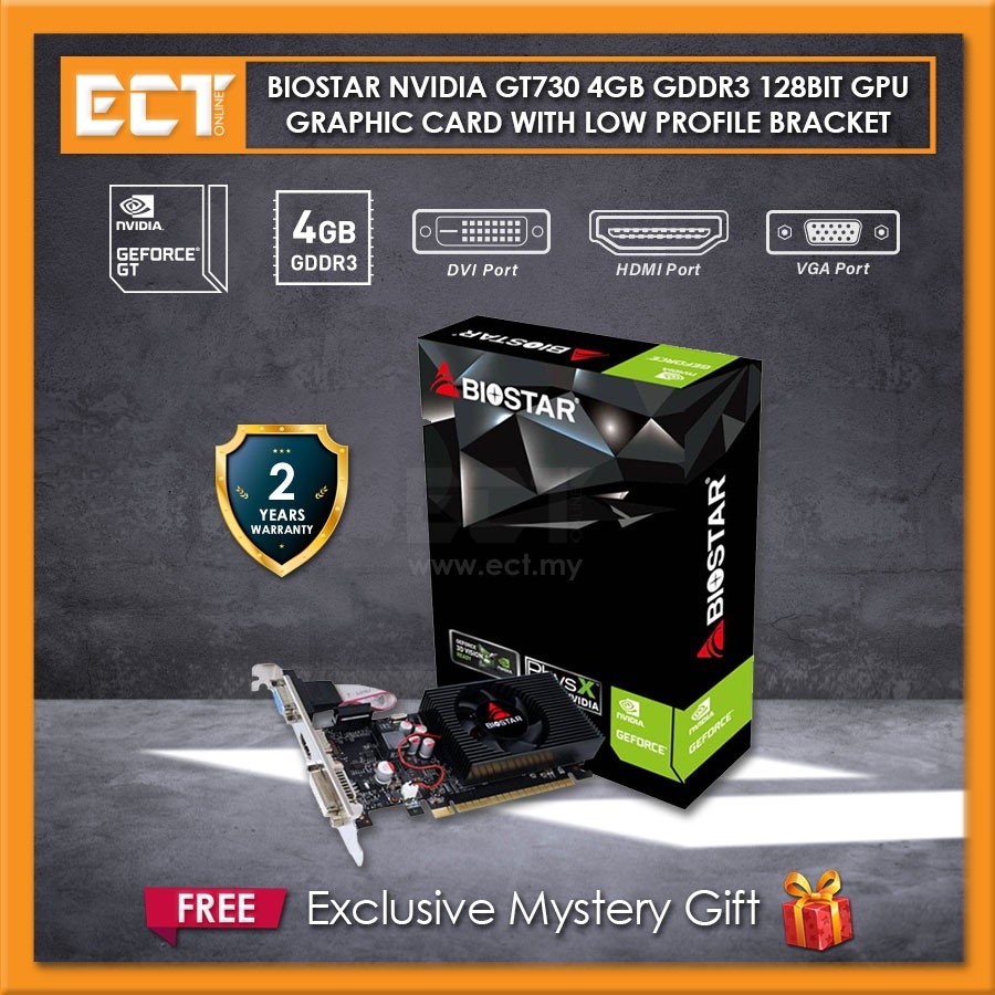 Biostar Nvidia GT730 4GB GDDR3 128Bit GPU Graphic Card with Low Profile ...