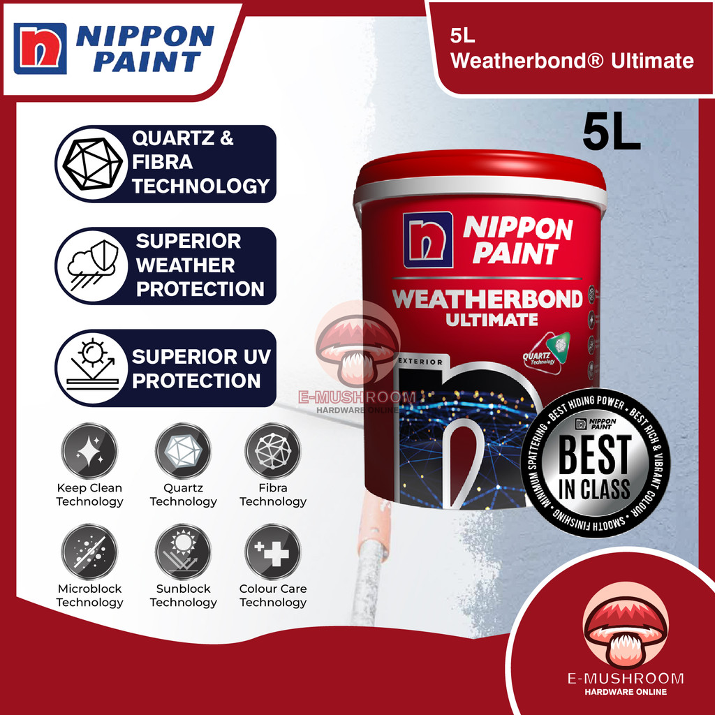 5L Nippon Paint Weatherbond Ultimate With Quartz Technology Exterior ...