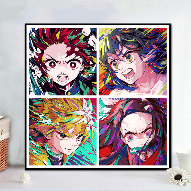 Demon Slayer Anime Hand-Painted DIY Digital Oil Painting Hand-Filled ...