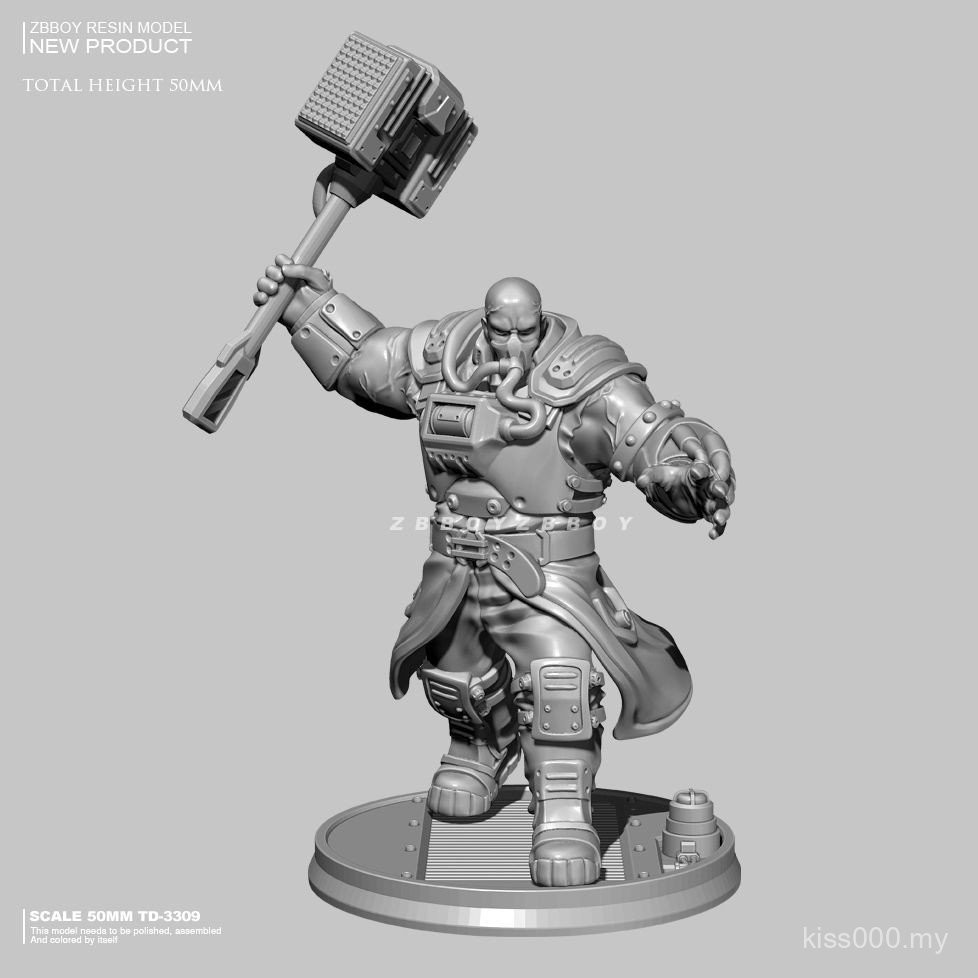 50mm Electric Hammer Giant Resin Figure Soldier White Model Needs to ...