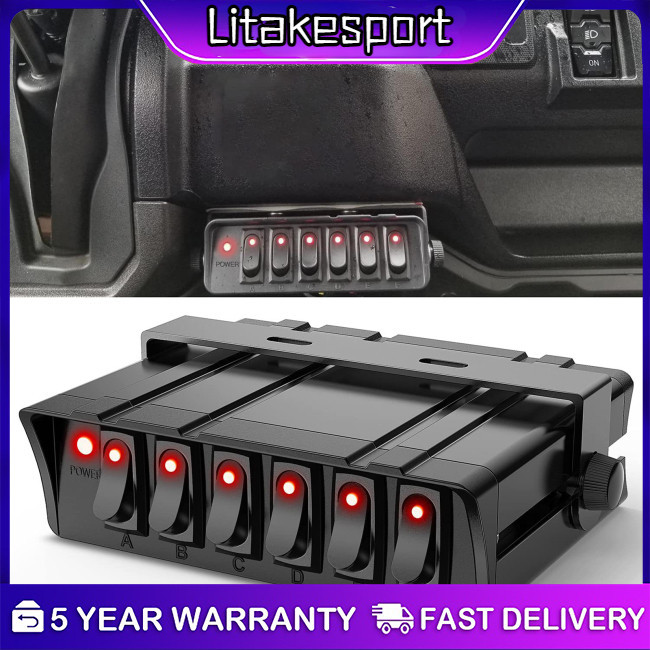 2024New! 6-Gang 12V Rocker Switch Box 3PIN Ship-shaped Switch Panel ...