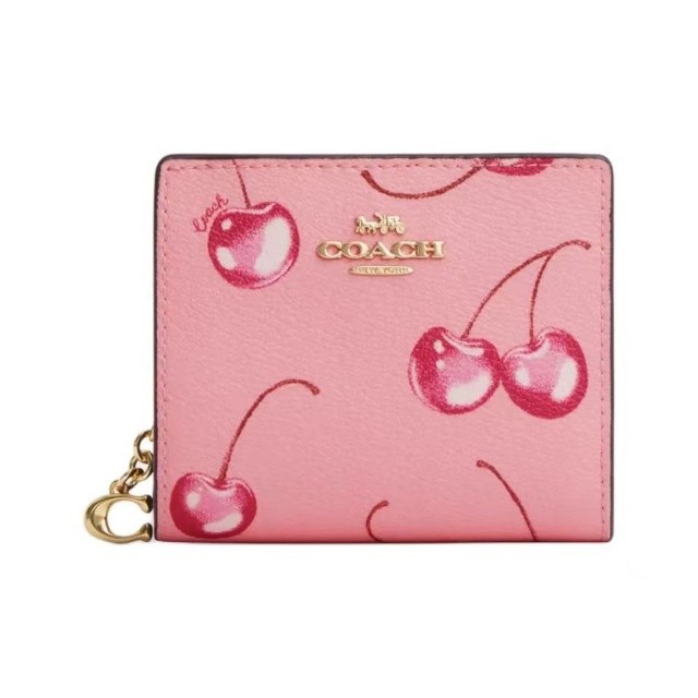 2024 New Cherry Print Card Case Short Wallet Women Zip Fold Purse ...