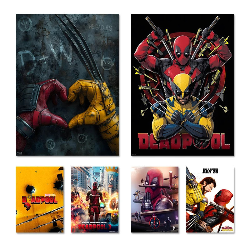Deadpool & Wolverine filem lukisan kanvas Poster Cuadros Marvel ...