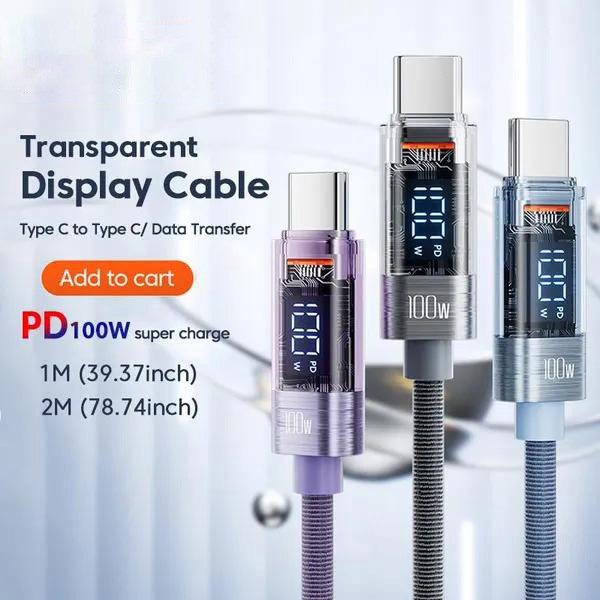 100W Type C to Type C Cable PD Fast Charging Charger Cable USB C ...