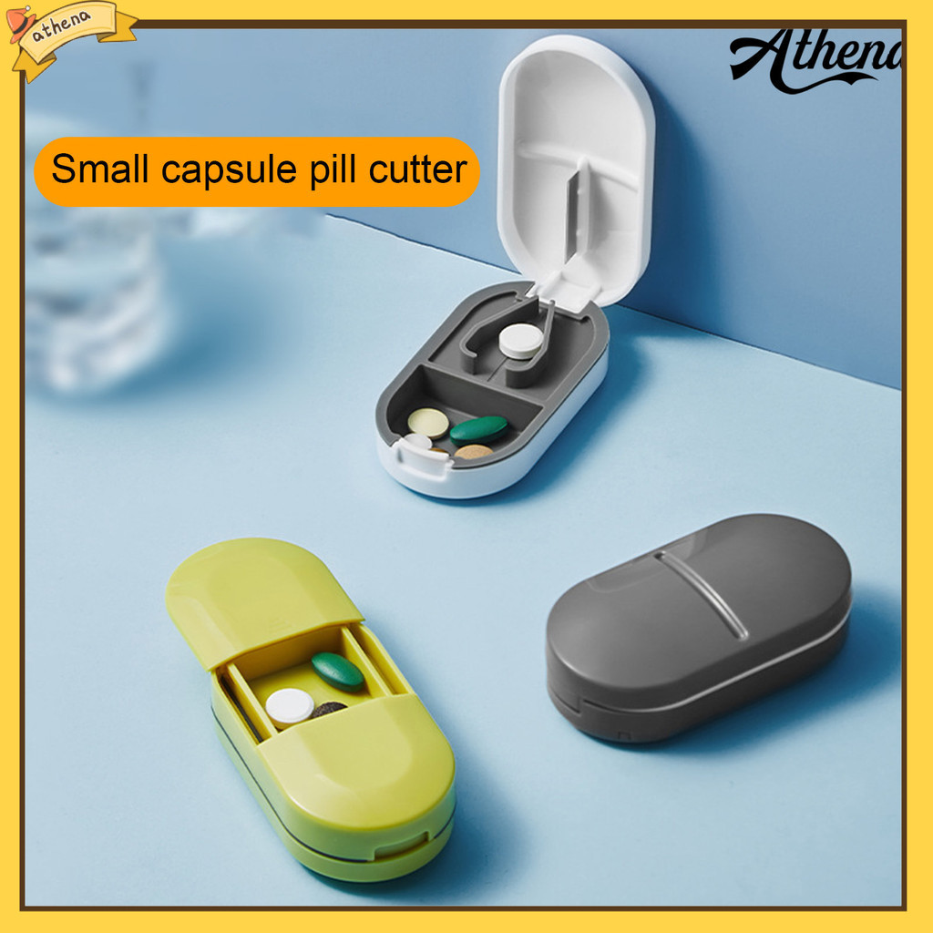 [AT] 2-In-1 Portable Pill Cutter Box Food Grade Sharp Stainless Steel ...