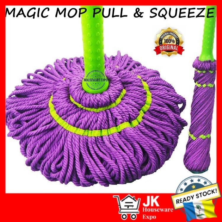 Extra Big Magic Mop Pull And Squeeze Mop Hands Free Spin Pull and Twist ...