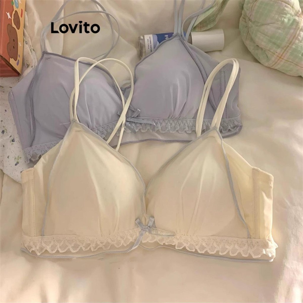 Lovito Casual Plain Basic Bralette for Women LNA69395 Lovito Bralette ...