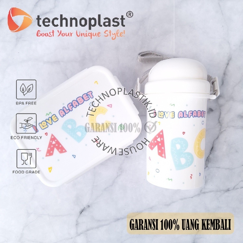 Technoplast Tiny Treasure SetLunch Box Set Alphabet Food Storage Container 500Ml & Drinking ...