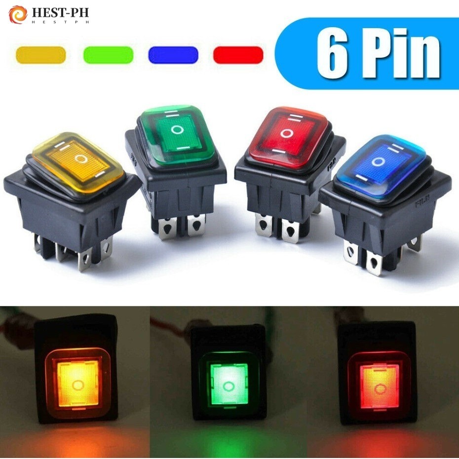 [HEST]On-Off-On 6-Pin 12V Car/Boat LED Light Rocker Toggle Switch ...