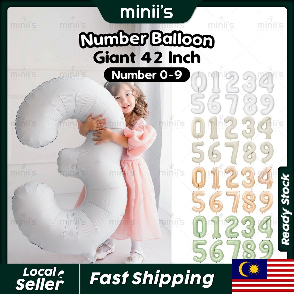 MINIIS INS Style 42 Inch Number Balloon 0-9 Number Foil Balloon Number ...