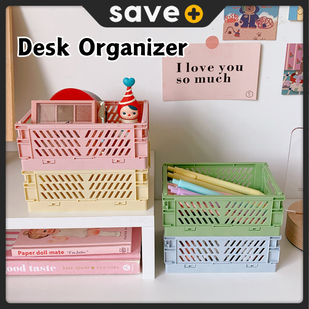 SAVE Foldable Storage Box Stackable Desk Organizer Table Desktop ...