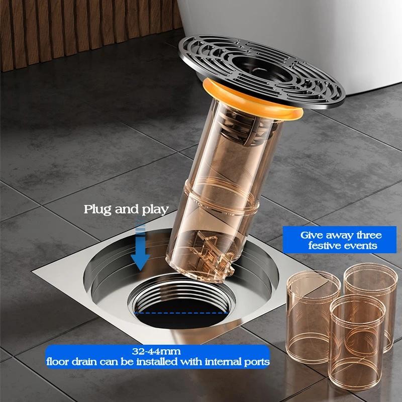 Lengthen Anti-Odor Floor Drain Removable Hair Strainer With Grid Grate One Way Drain Backflow ...