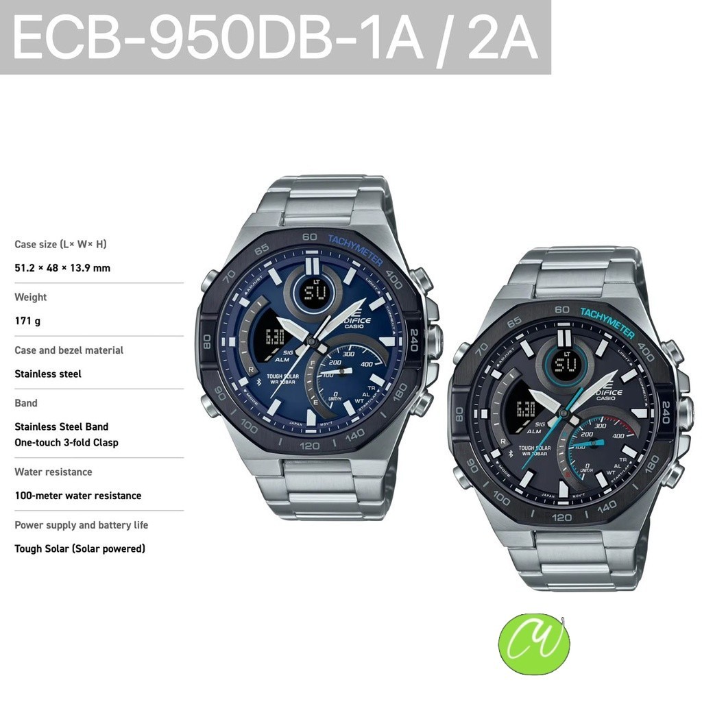 [CASIO EDIFICE ECB-950] NEW‼️CASIO EDIFICE SOLAR POWERED WITH SMARTPHONE LINK ECB-950DB-1A / ECB ...