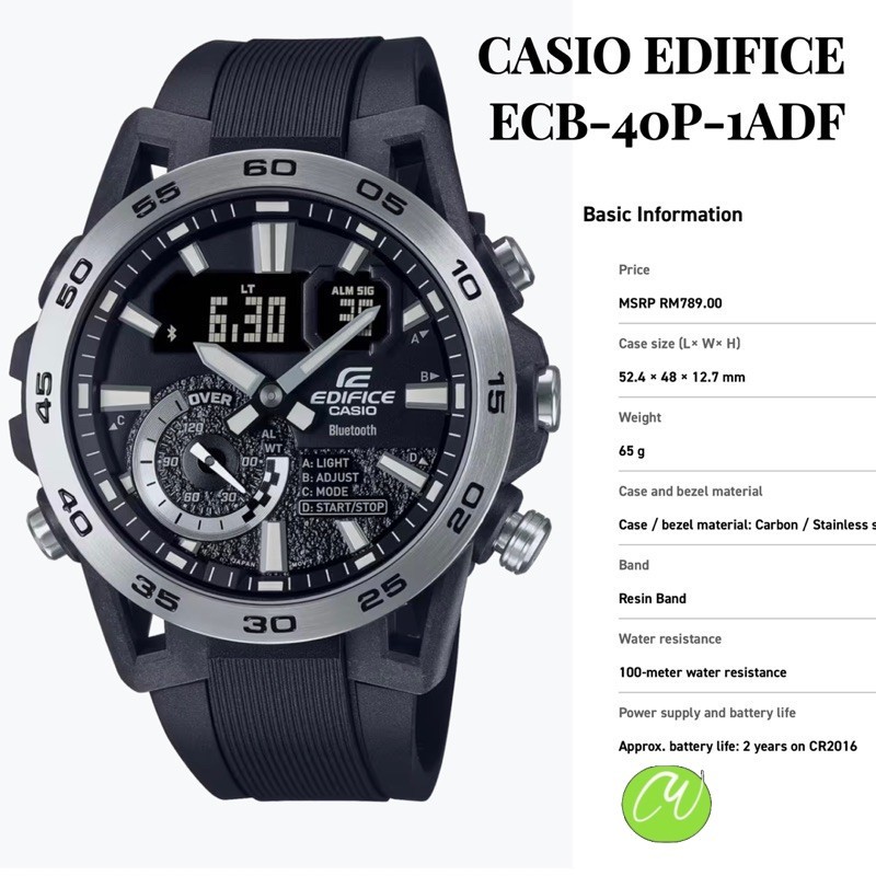 [ ECB-40P SERIES] CASIO EDIFICE MEN ECB-40P-1A BLUETOOTH LINK | Shopee Malaysia
