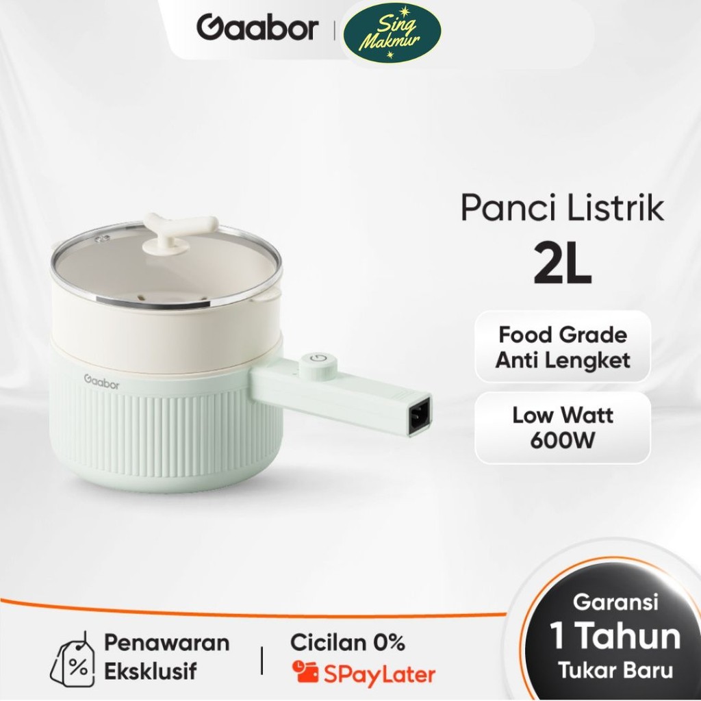 Gaabor Electric Pot Food Grade Electric Cooker Non-Stick Capacity 2L ...