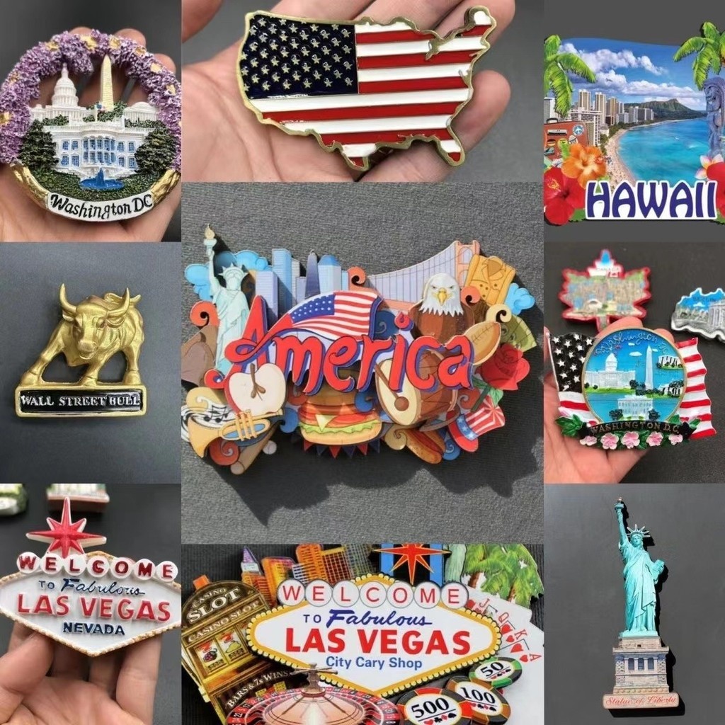 Magnetic Refrigerator Stickers Tourist Metal American Map Style ...