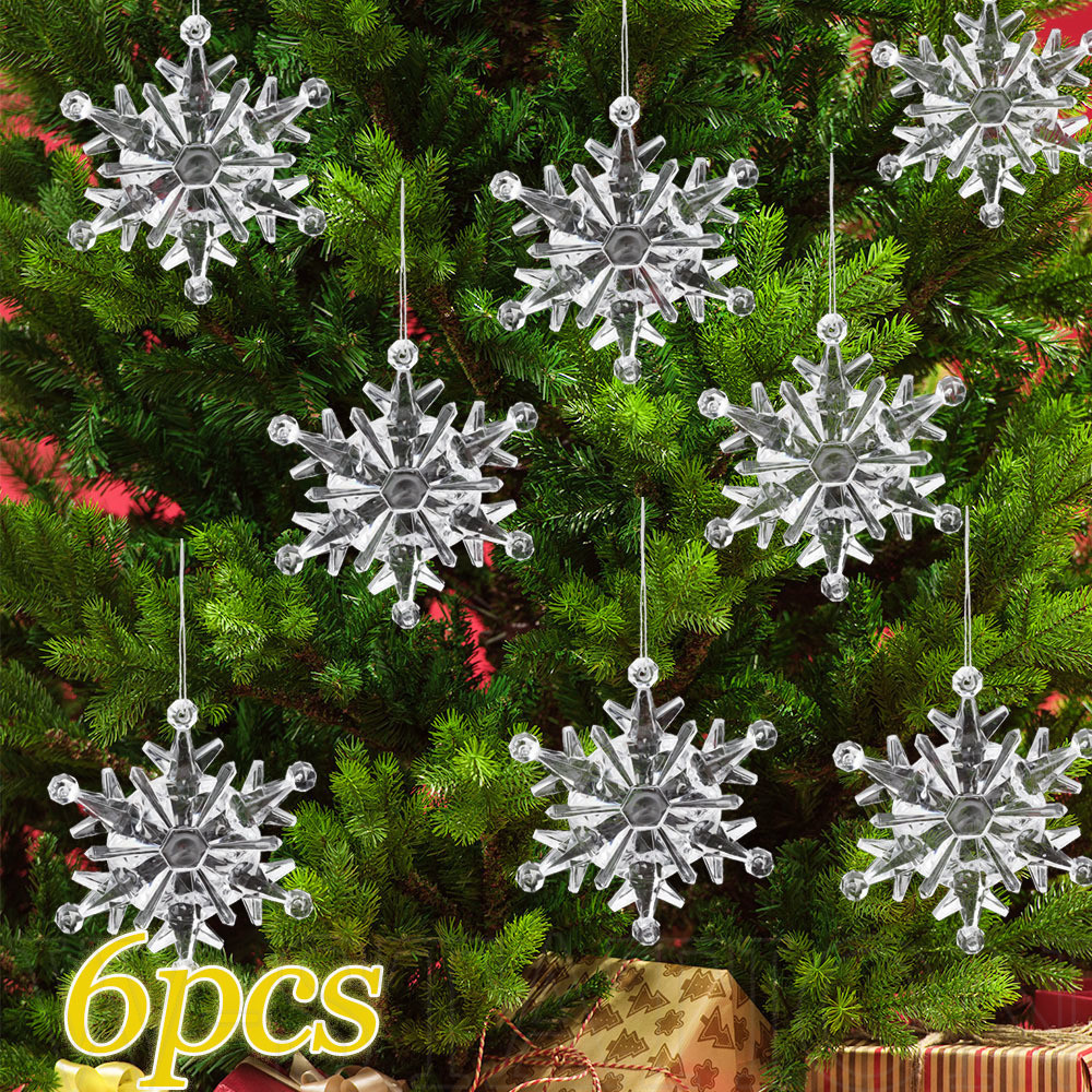 2/4/6pcs Christmas Transparent Snowflakes Pendant - Multi-Style ...
