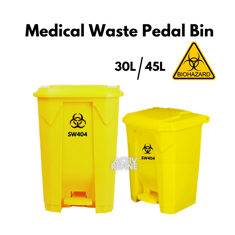 Medical Biohazard Step On Bin Clinical Waste Bin Antimicrobial Pedal Dustbin Tong Sampah ...
