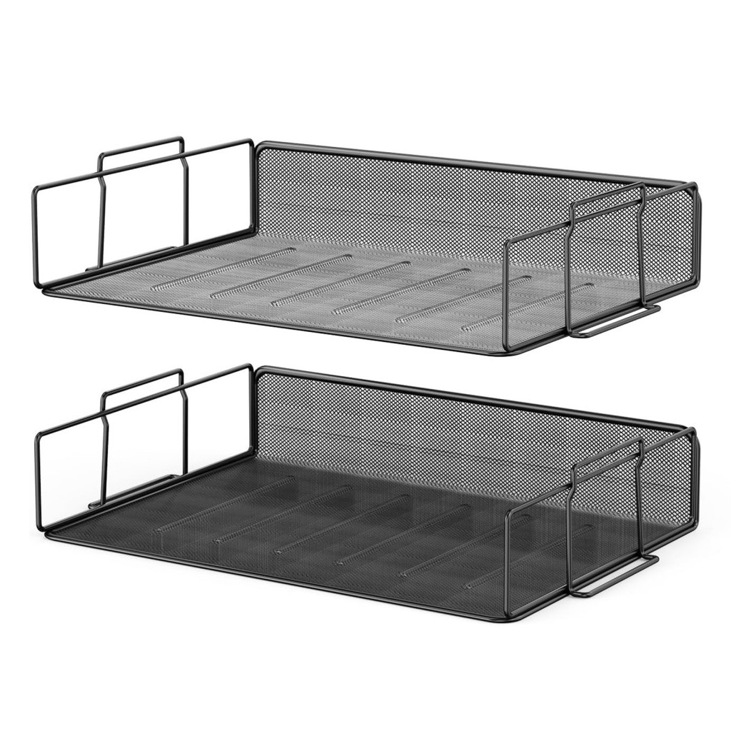 Mesh Metal File Rack Document Storage Rack Mesh Metal 2-tray Desktop ...