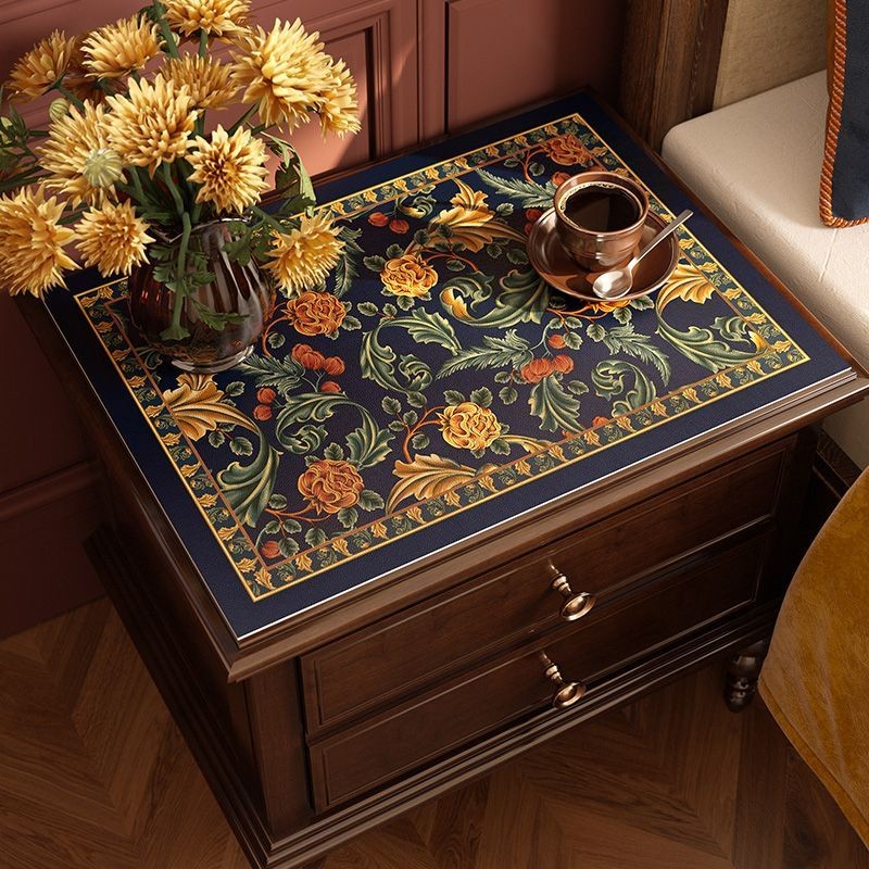 Perry Retro American Bedside Table Leather Table Mat Side Table Light ...