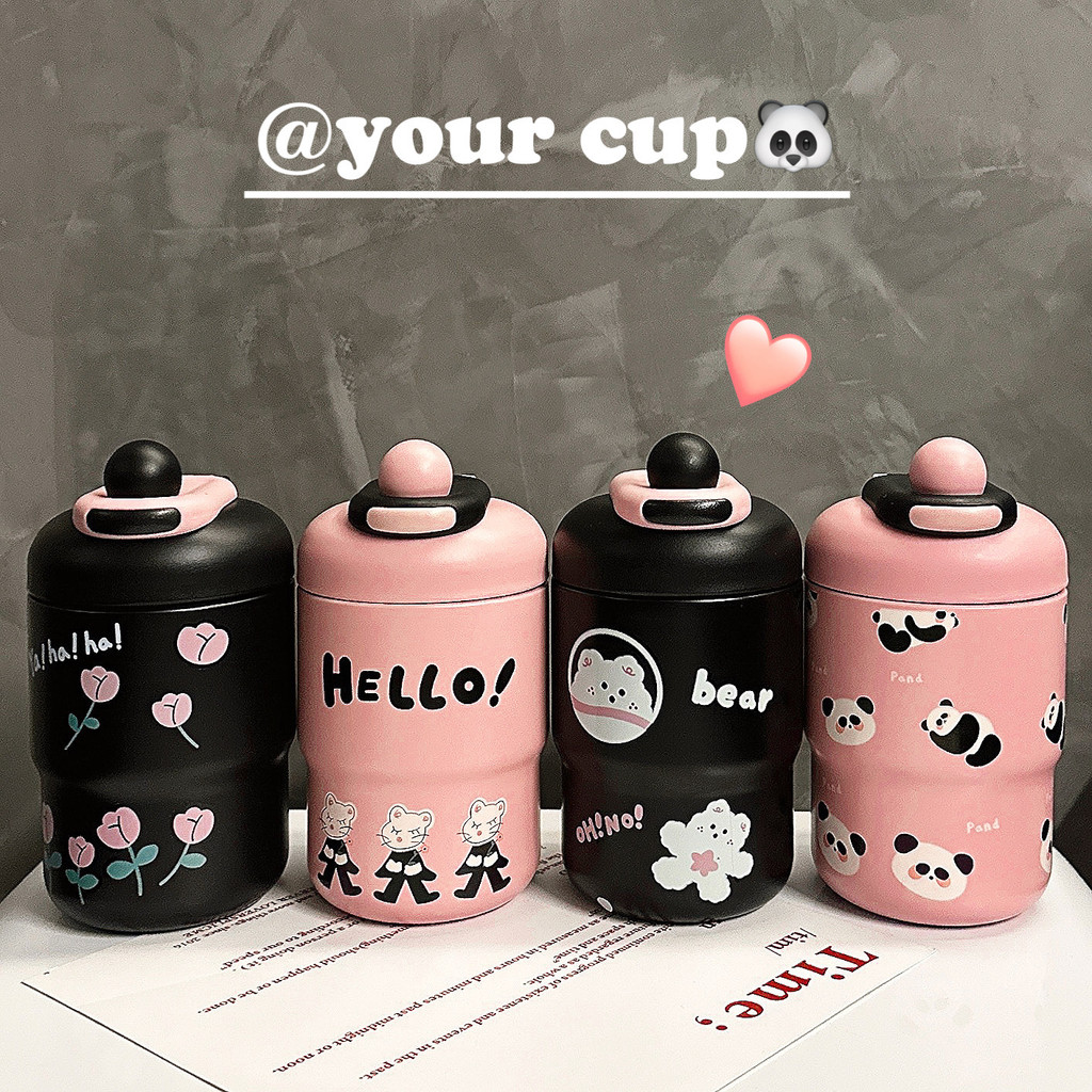 High looks girl insulated cup with Instagram style cute cartoon ...