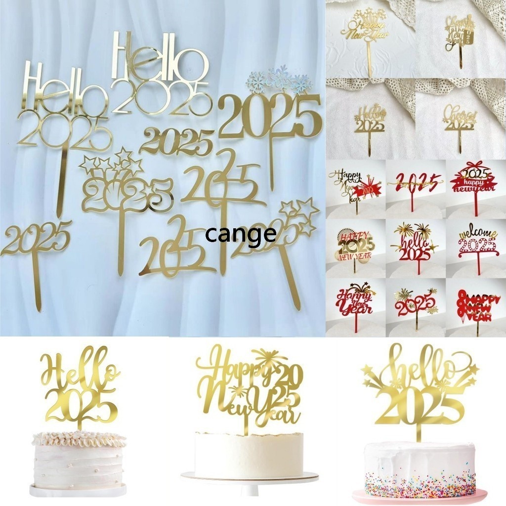 50+style 2025 Happy New Year Christmas Cake Topper, Hello 2025 Acrylic ...