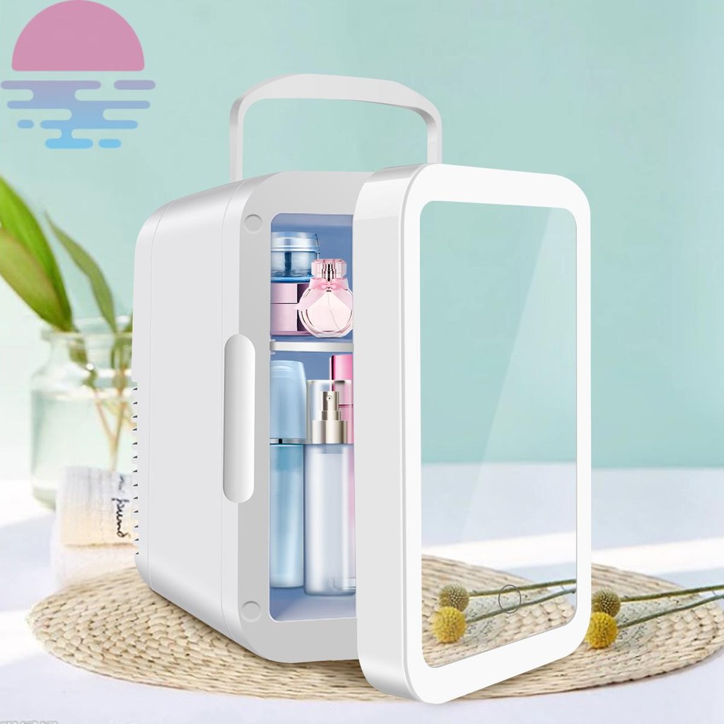 Mirrored Mini Fridge with LED Lights 4L Portable Mirrored Cosmetic ...