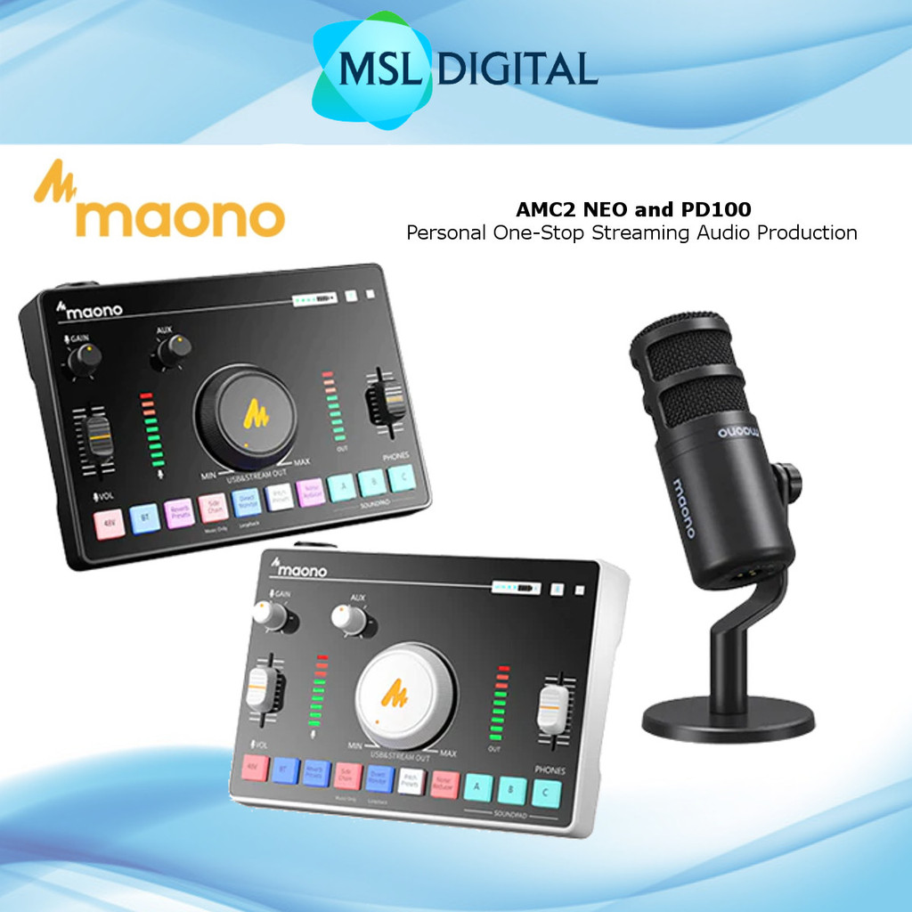 Maono AMC2 NEO + PD100 One-Stop Streaming Audio Mixer & Sound Card ...