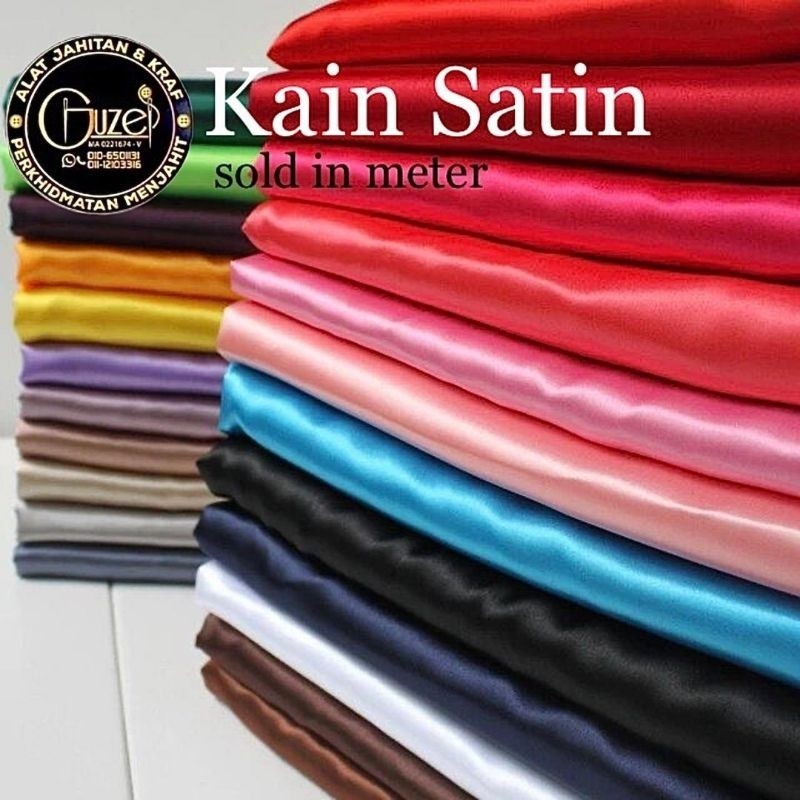 (Meter) Kain Satin / Fabric / Satin / Kain pasang / Kain meter / Kain ...