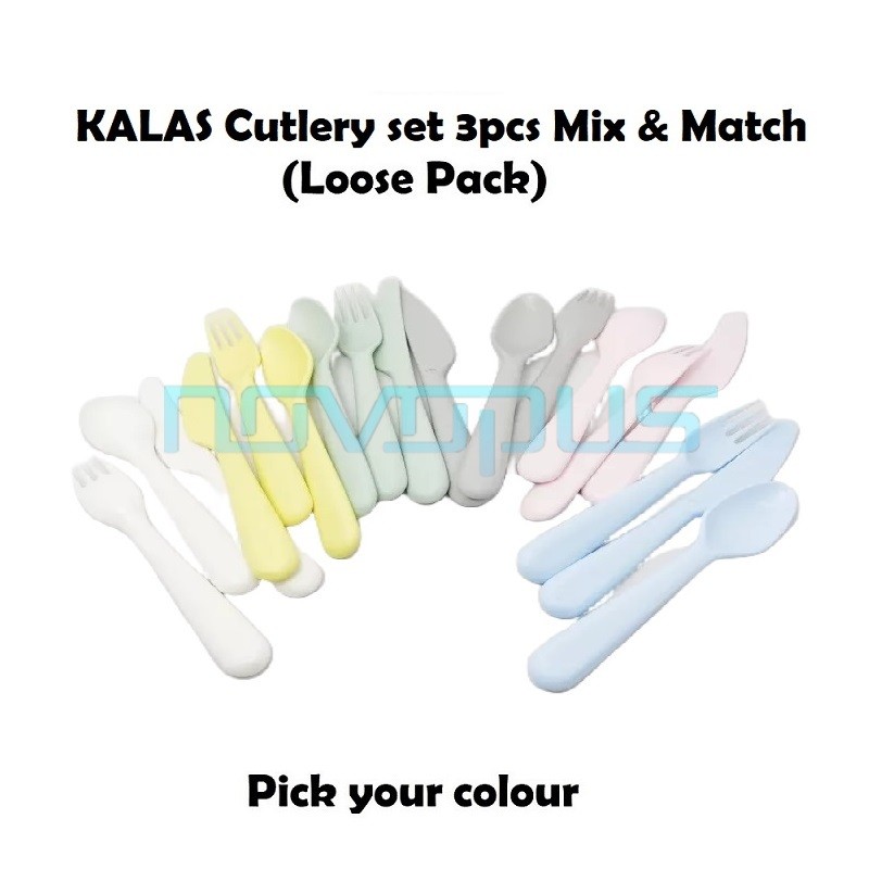[1set] NOVO KALAS Pastel Color Plastic Cutlery Set 3pcs for Children ...