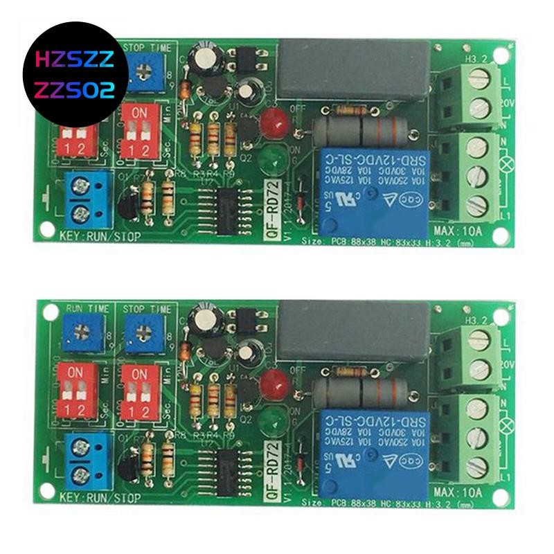2PCs Dual Time Adjustable Cycle Delay Timing Relay Repeat on OFF Switch Infinite Loop Timer ...
