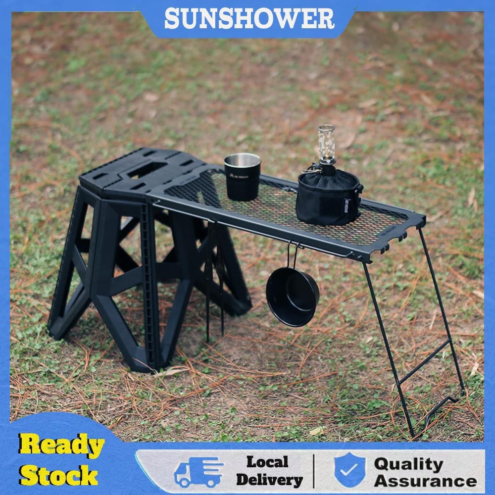 Folding Grid Table Iron Multifunctional Side Hanging Table for Picnic ...