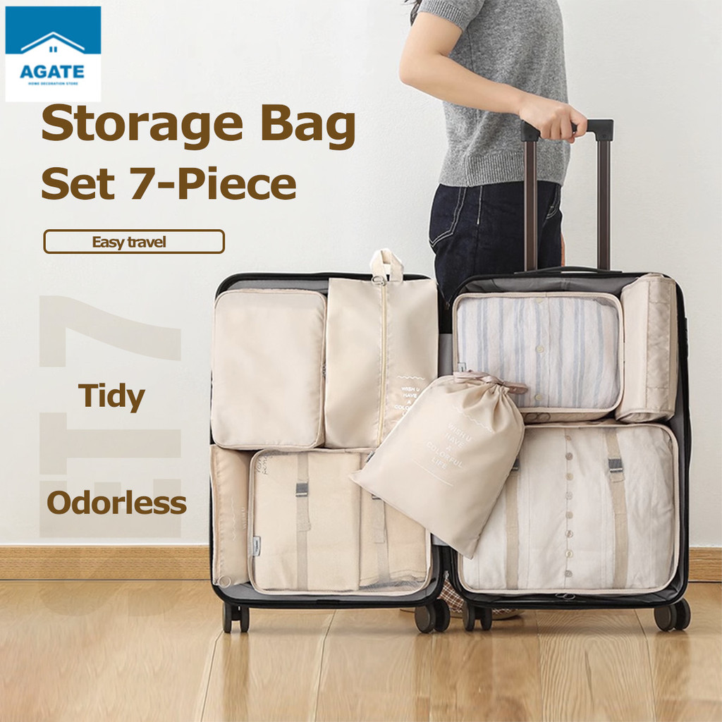 7 In 1 Set Travel Organizer Bag Multi Size Clothes Storage Pouch Easy ...