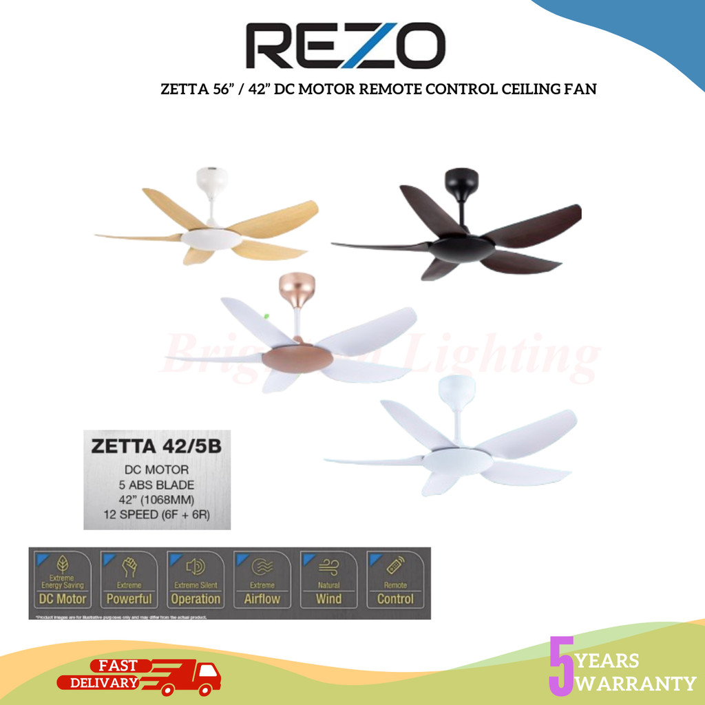 REZO ZETTA 56” / 42” DC Motor Remote Control ceiling fan / Kipas Siling | Shopee Malaysia
