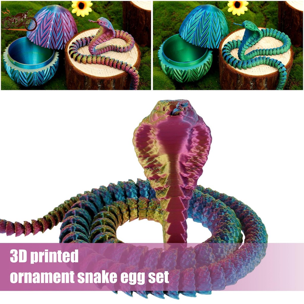 3D Printed Snake with Egg 21 Inches 3D Printed Snake in Egg Articulated ...