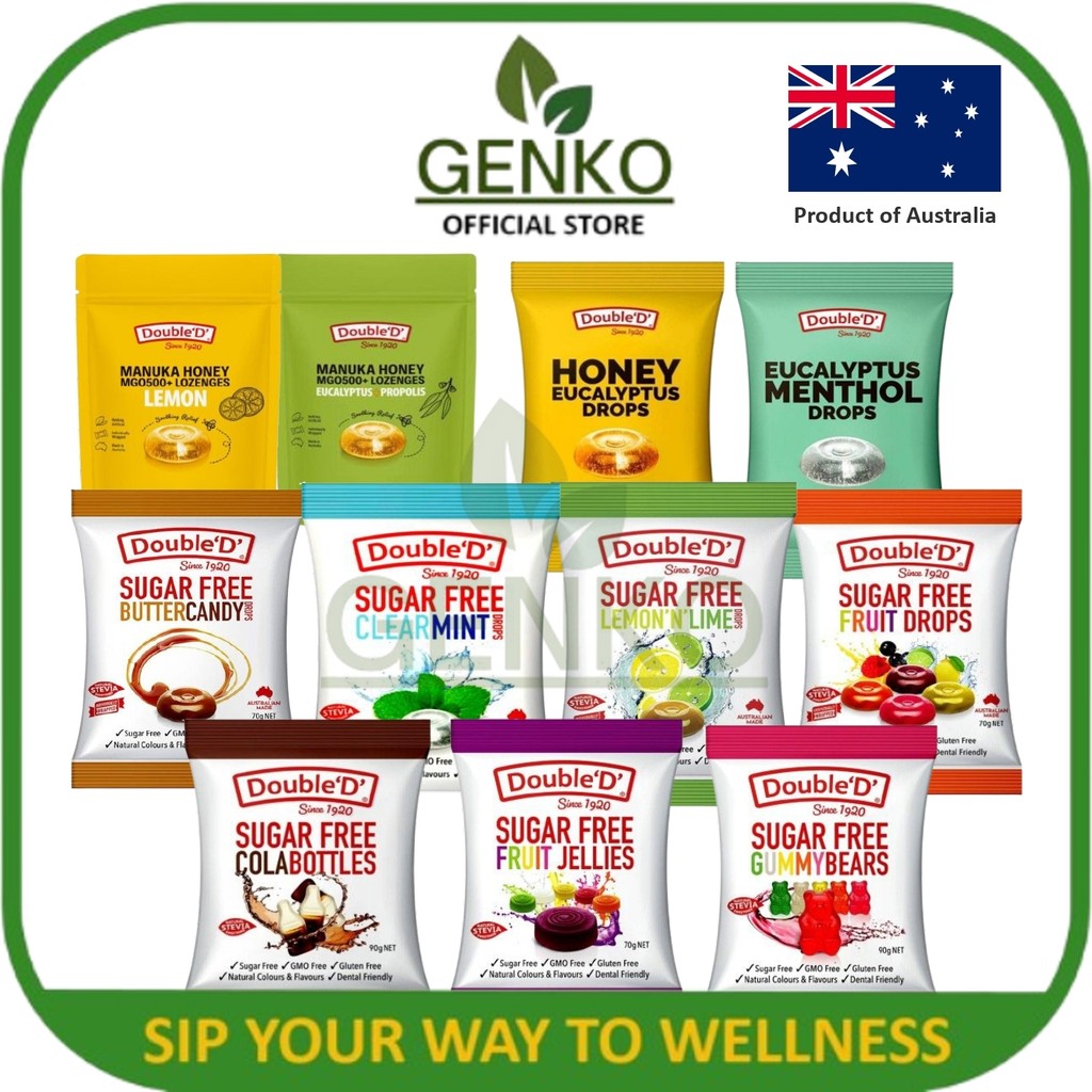 DOUBLE D Manuka Honey Lozenges 80gm/Sugar Free Mint Drops Candy Gummy ...