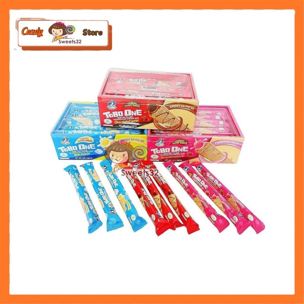 Twinfish 30pcs TOBO ONE Cereal Based Snack Center Filled Triangular ...