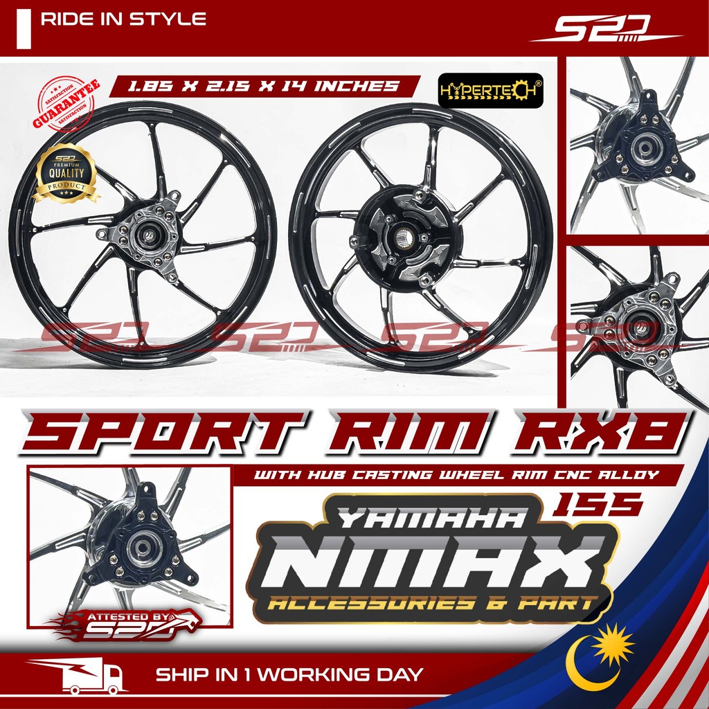 Sport Rim HYPERTECH NMAX 155 NMAX155 YAMAHA 1.85 X 2.15 X 14 INCH PRO ...