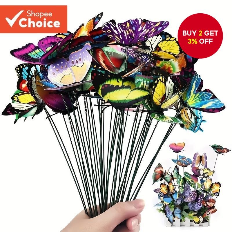 10pcs Cut Butterfly Garden Decoration 3D Three-Dimensional Butterfly ...