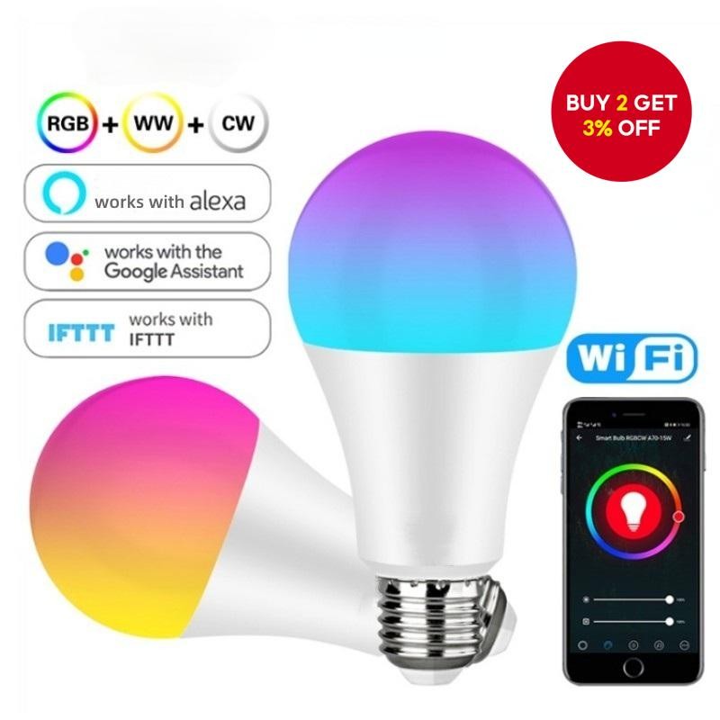 LED WiFi Smart Bulb E27 9W RGB+CW (2700-6500K) with Smart Life App ...